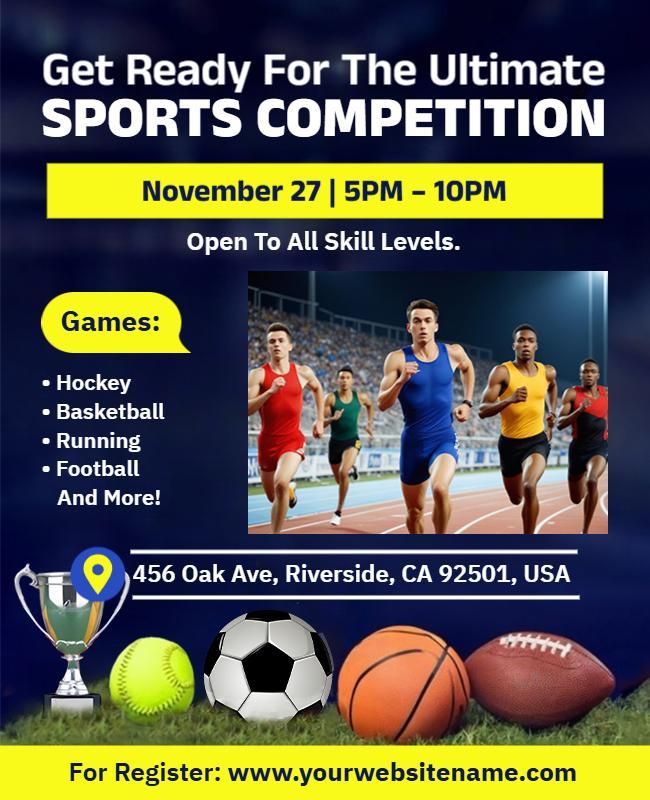 Dynamic Blue Sports Competition Event Poster Template