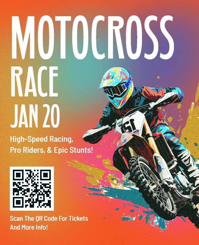 Dynamic Colorful Motocross Racing Event Poster Template