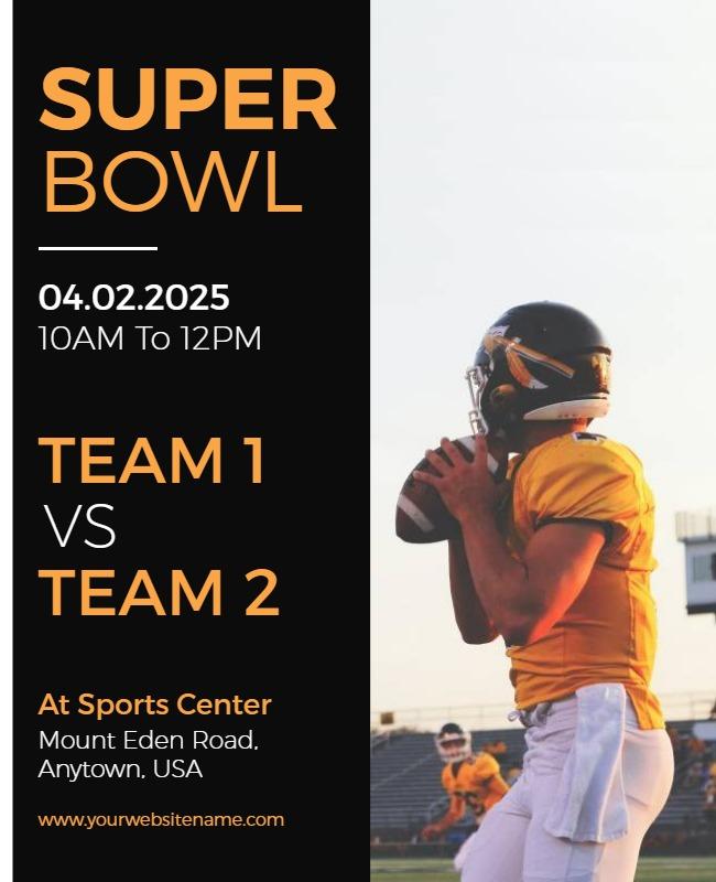 Dynamic Football Game Day Super Bowl Event Poster Template