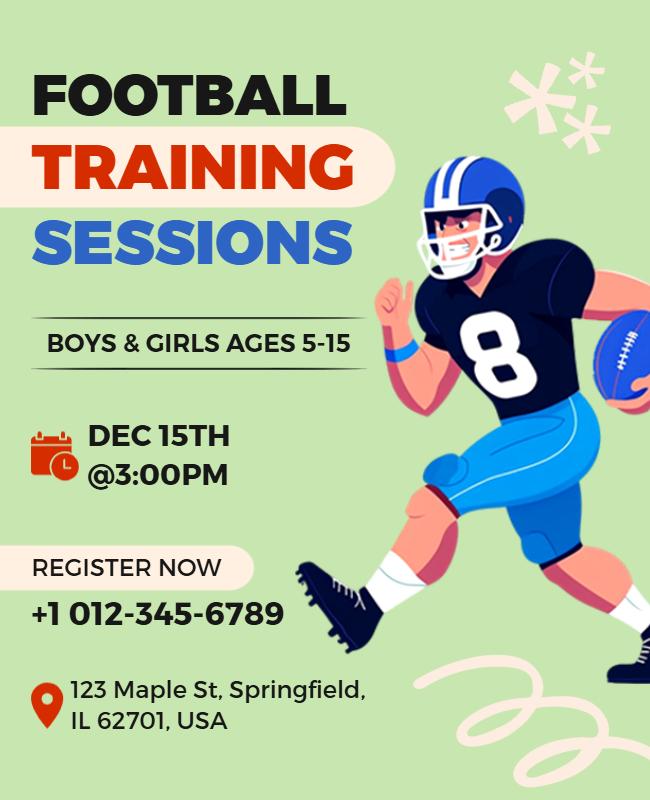 Dynamic Football Training Sessions for Kids Poster Template