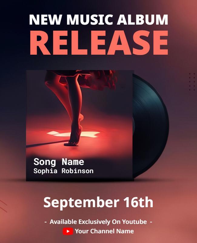 Dynamic Gradient Music Album Release Announcement Poster Template