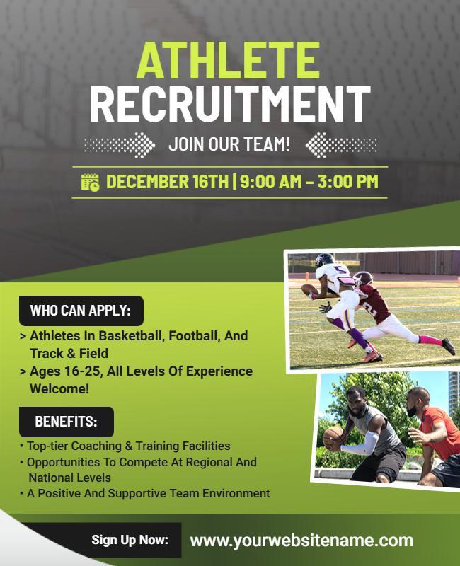 Dynamic Green Athlete Recruitment Event Poster Template