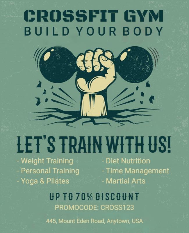 Dynamic Green CrossFit Gym Training Promotion Poster Template