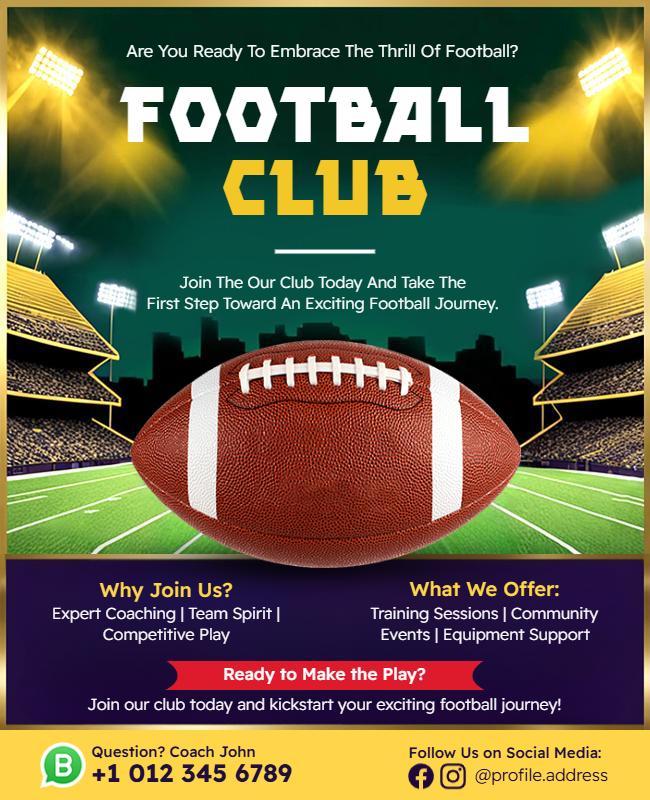 Dynamic Green Football Club Recruitment Poster Template