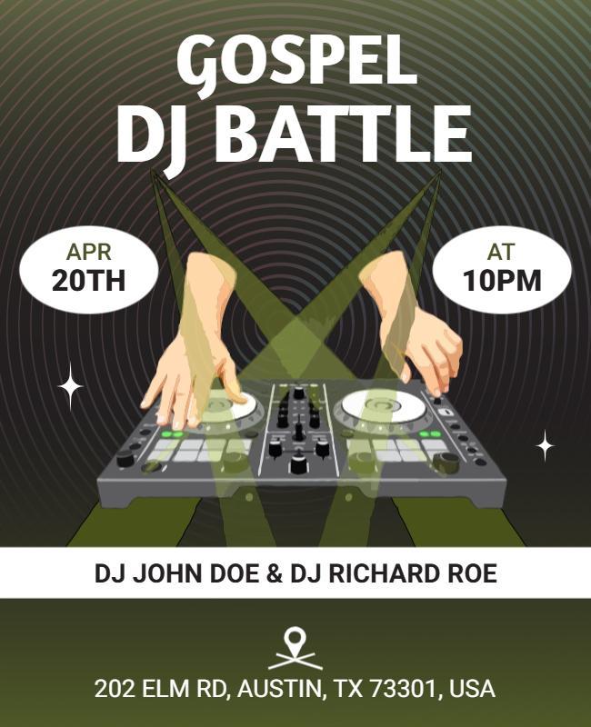 Dynamic Green Gospel DJ Battle Event Poster Template