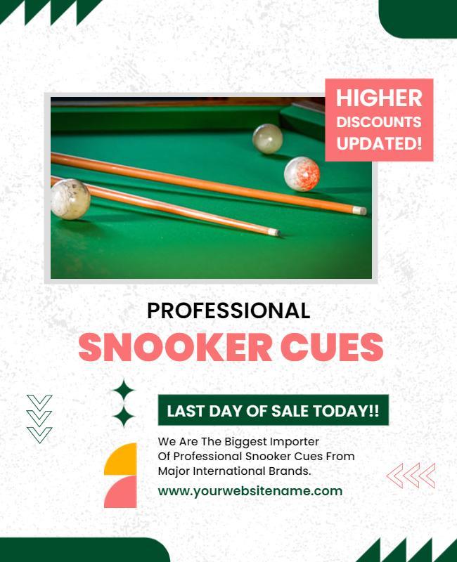 Dynamic Green Professional Snooker Cues Sale Poster Template