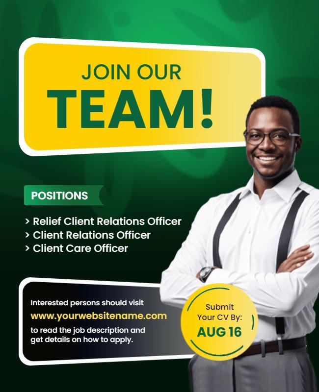 Dynamic Green Recruitment Join Our Team Poster Template