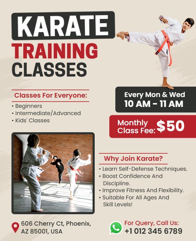 Dynamic Karate Training Classes for All Ages Poster Template