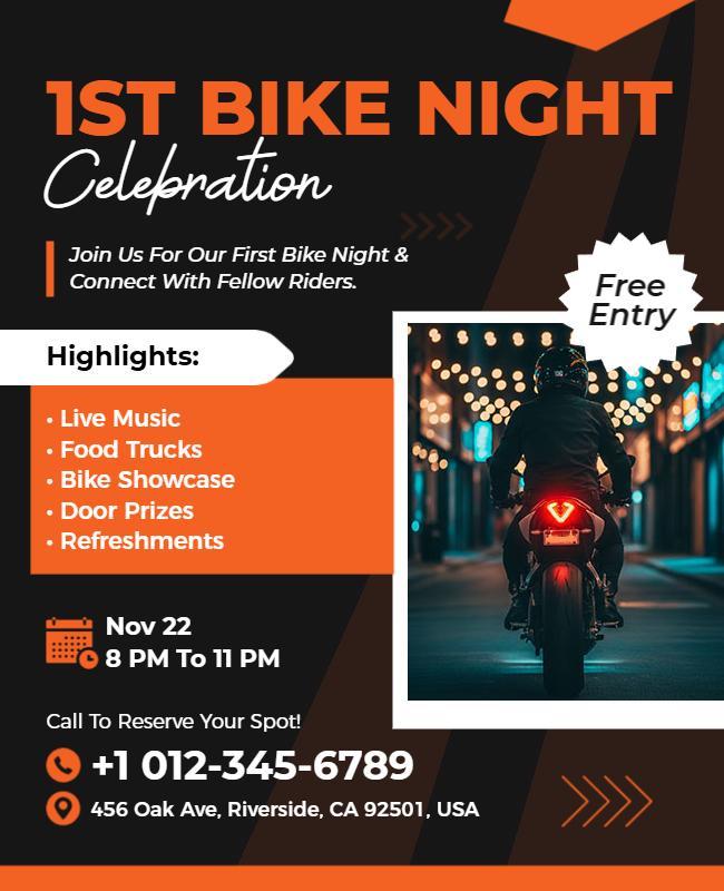 Dynamic Night Ride Motorcycle Gathering Celebration Flyer Template