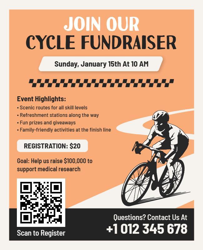 Dynamic Orange Cycling Fundraiser Event Poster Template