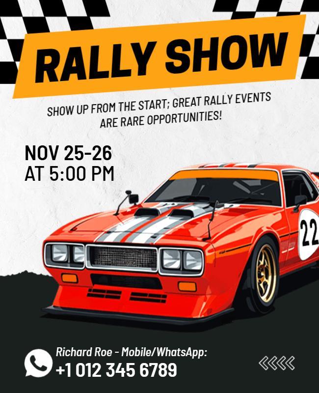Dynamic Orange Rally Show Event Poster Template