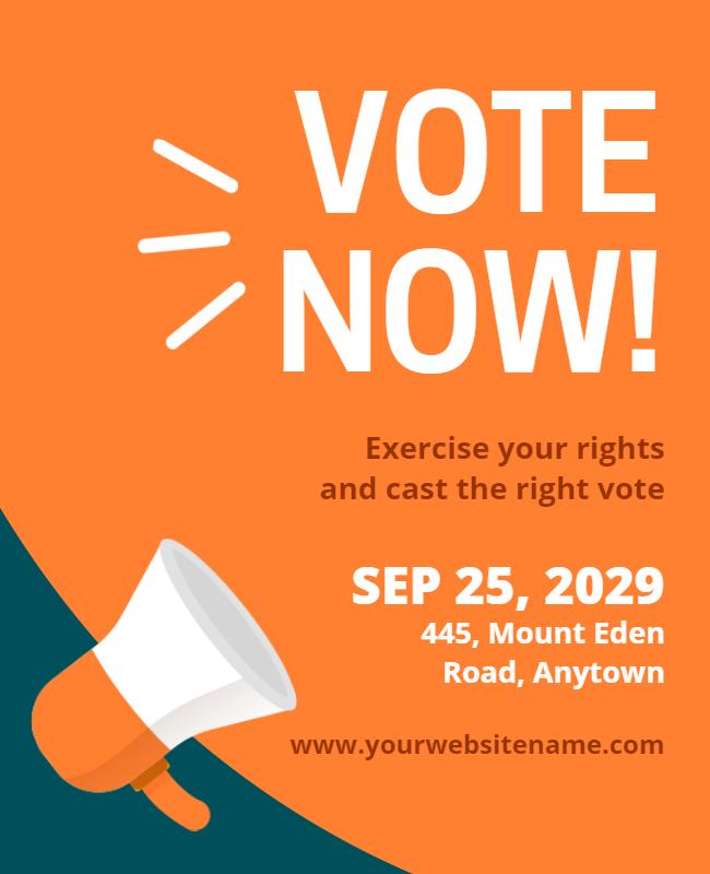 Dynamic Orange Voting Awareness Campaign Poster Template
