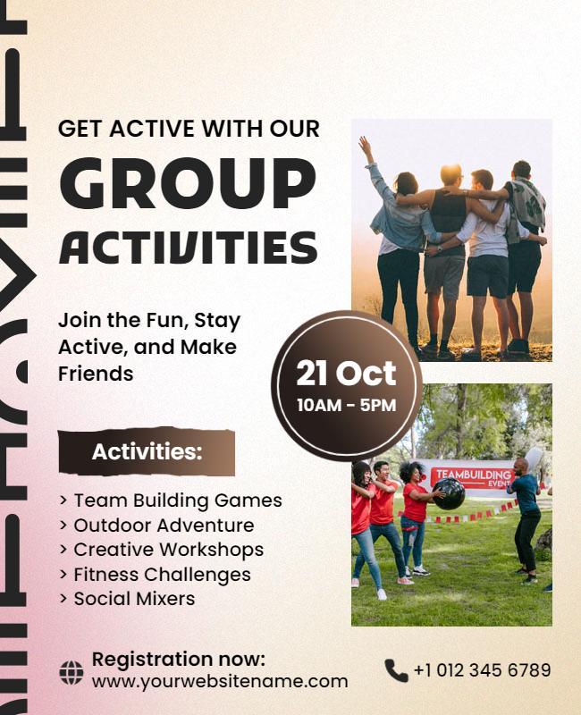 Dynamic Outdoor Adventure Group Activities Poster Template