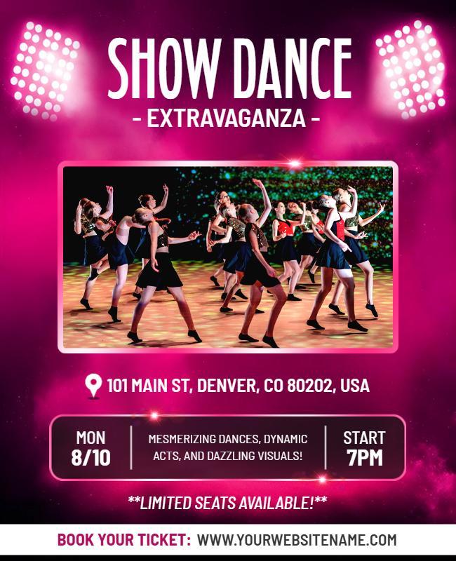 Dynamic Pink Dance Extravaganza Performance Poster Template