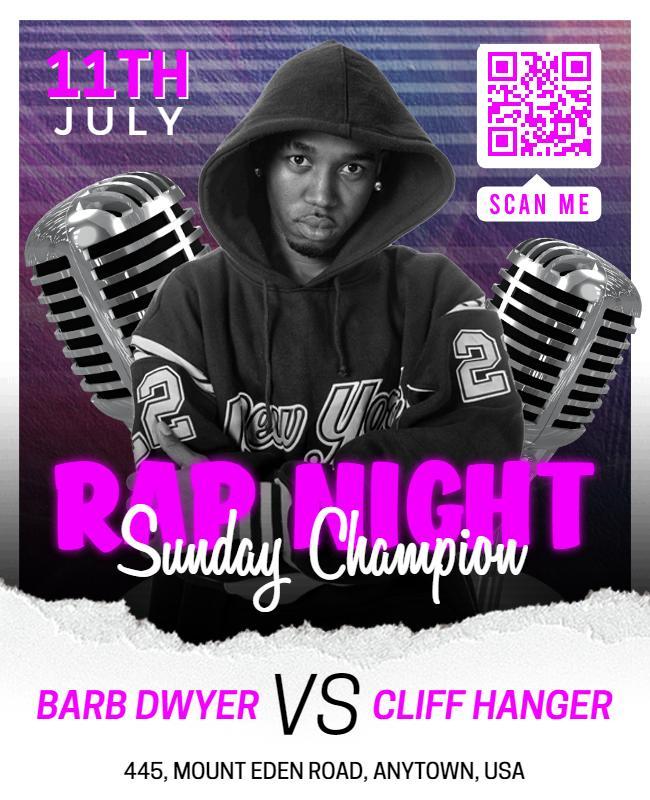 Dynamic Purple Urban Rap Night Battle Poster Template