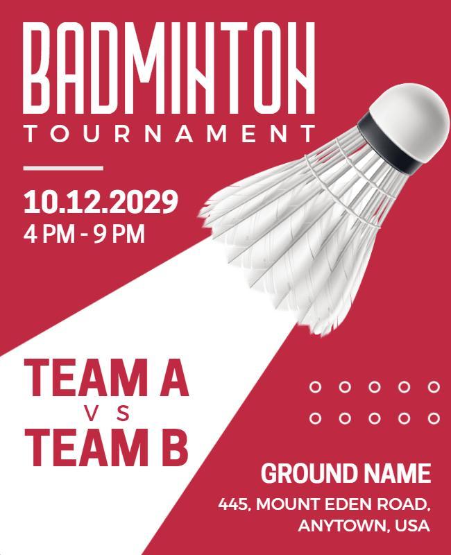 Dynamic Red Badminton Tournament Match Poster Template