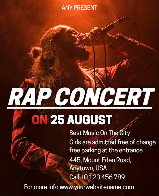 Dynamic Red Hip-Hop Rap Concert Event Poster Template