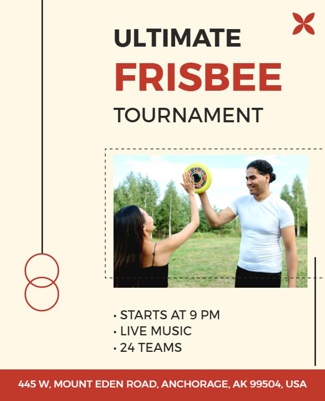 Dynamic Red Ultimate Frisbee Tournament Poster Template