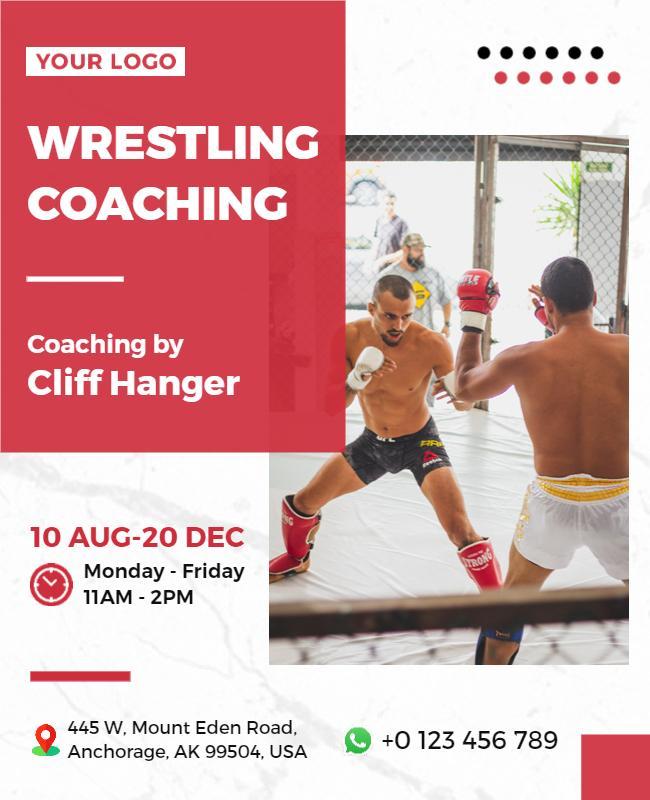 Dynamic Red Wrestling Coaching Training Session Poster Template