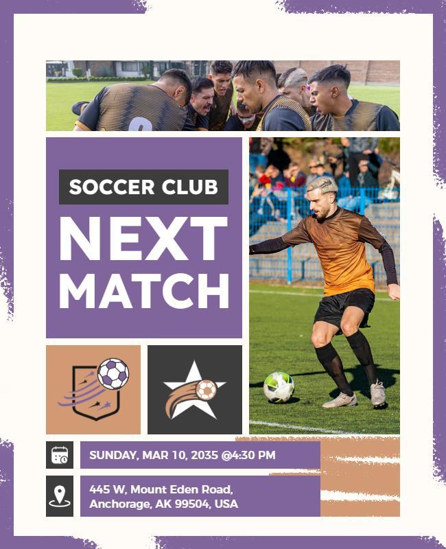 Dynamic Soccer Club Next Match Announcement Poster Template