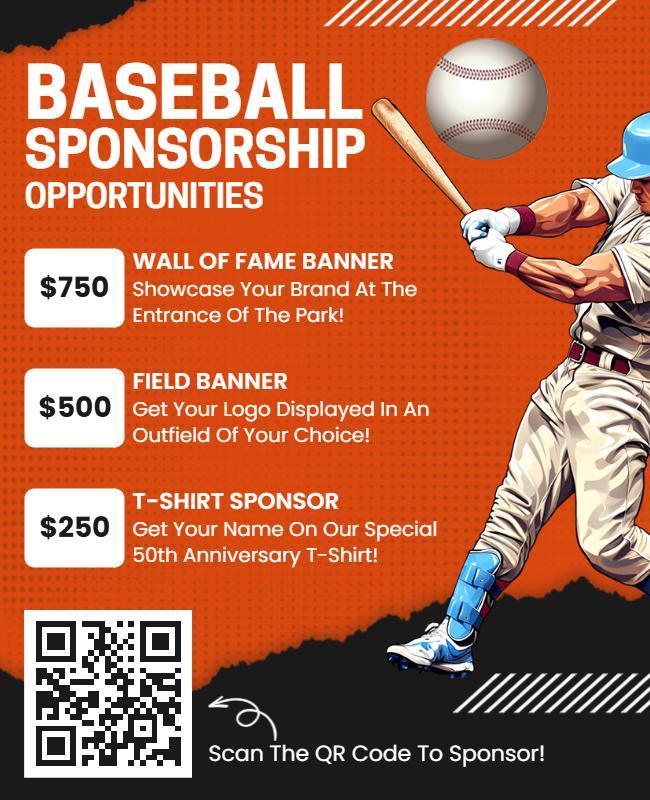 Dynamic Sports Baseball Sponsorship Opportunities Poster Template