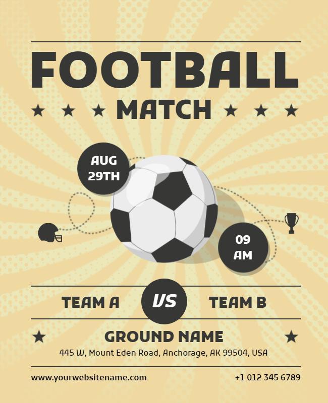 Dynamic Yellow Football Match Announcement Poster Template