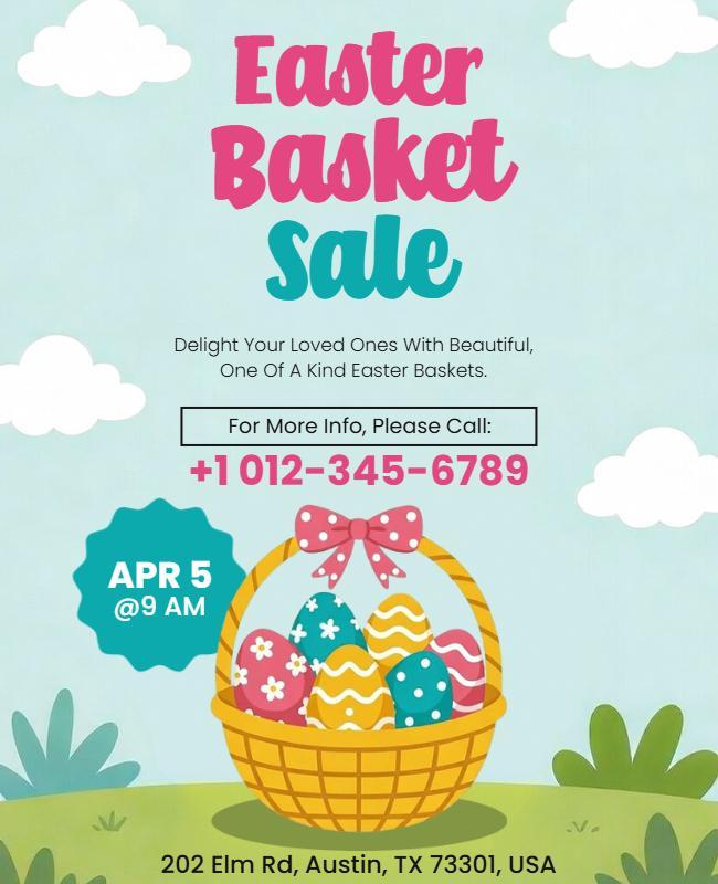 Easter Basket Sale Event Announcement Flyer Template