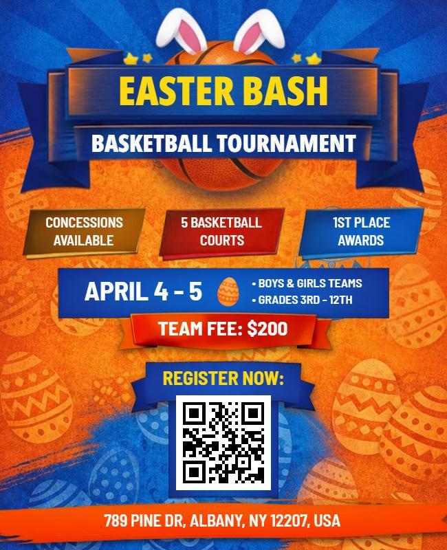 Easter Basketball Tournament Flyer Template