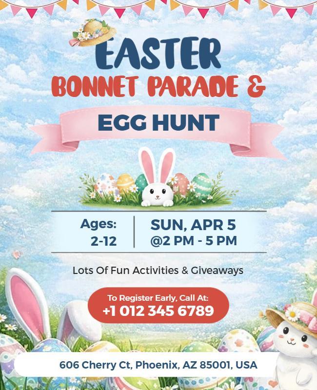 Easter Bonnet Parade and Egg Hunt Flyer Template