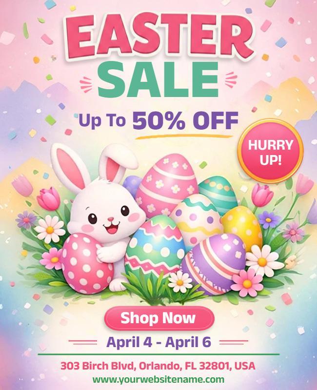 Easter Bunny Themed Sale Promotion Flyer Template