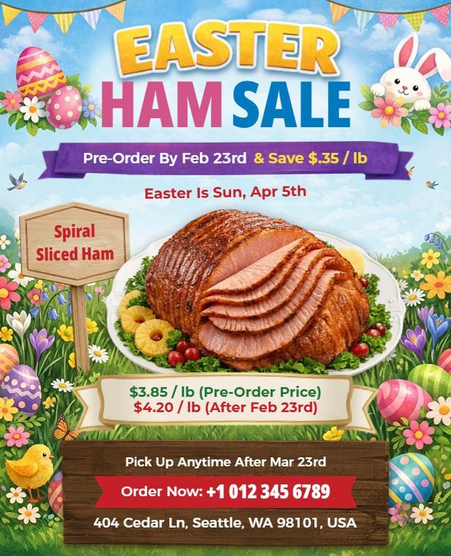 Easter Ham Pre-Order Sale Flyer Template