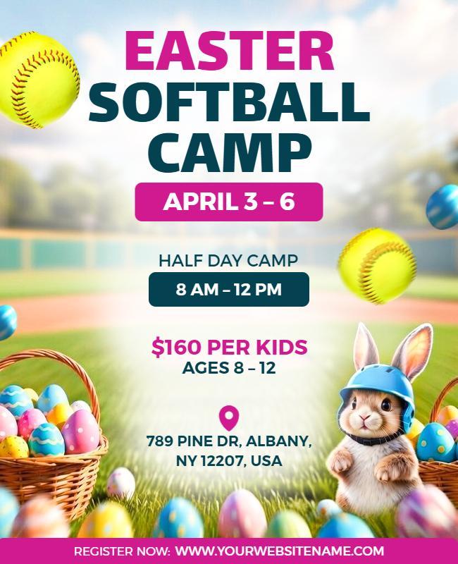 Easter Softball Camp Event Flyer Template