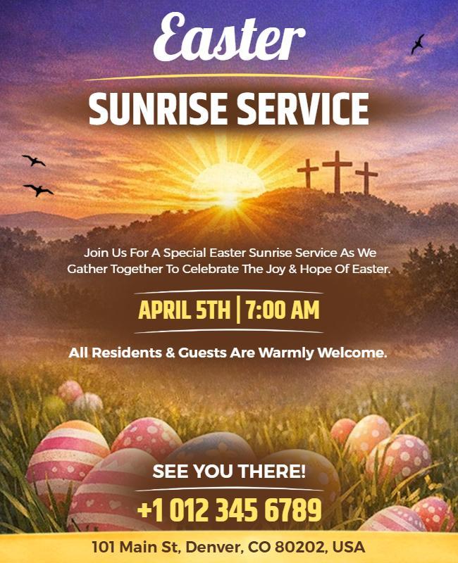 Easter Sunrise Service Celebration Flyer Template