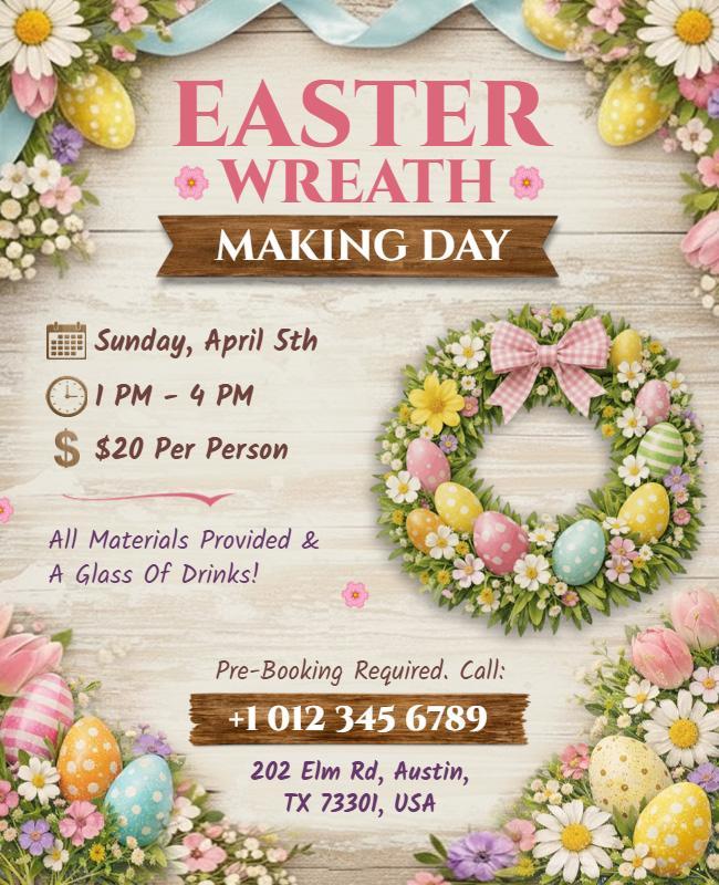 Easter Wreath Making Event Flyer Template