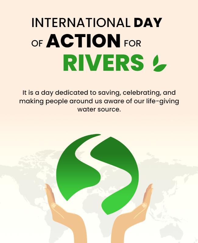Eco-Friendly Green International Day of Action for Rivers Poster Template