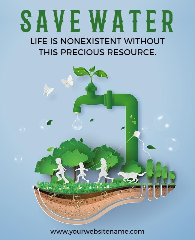 Eco-Friendly Green Water Conservation Awareness Poster Template