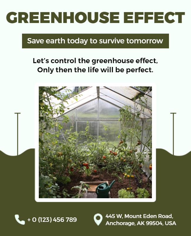 Eco-Friendly Greenhouse Effect Awareness Campaign Poster Template