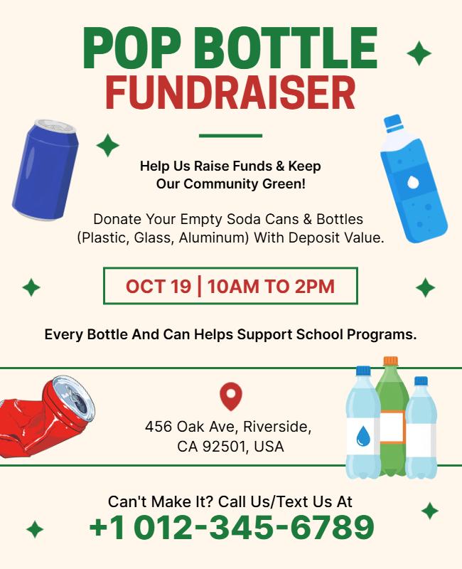 Eco-Friendly Pop Bottle Fundraiser Event Flyer Template