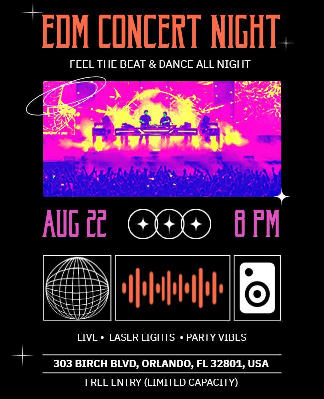 EDM Concert Night Event Flyer Template