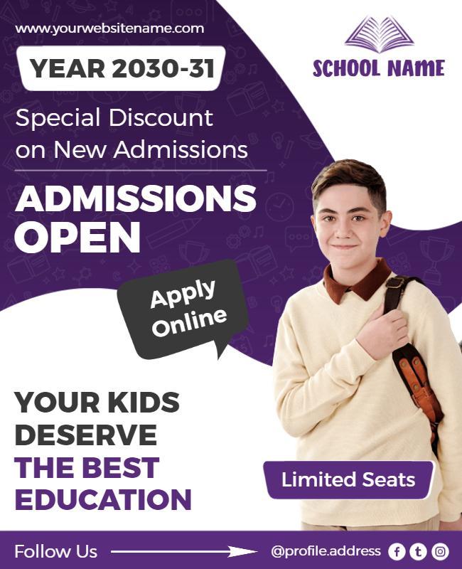 Educational Admissions Promotion with Purple Details Poster Template