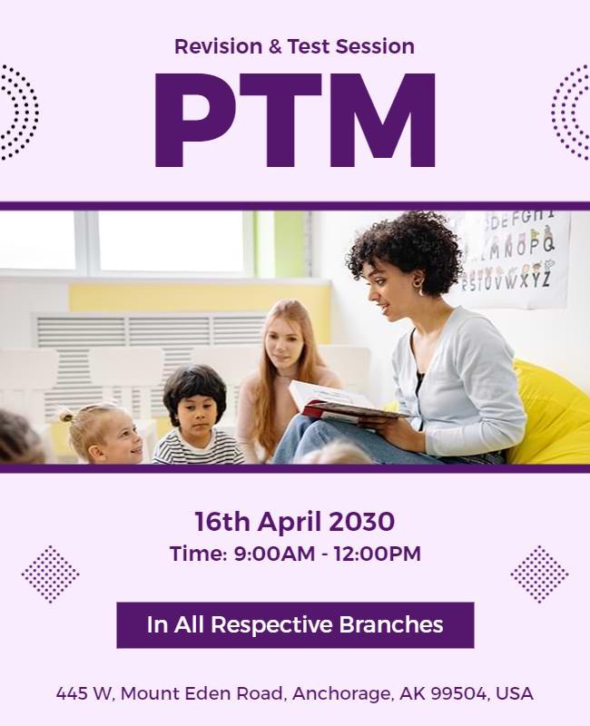 Educational Purple Revision and Test Session Poster Template