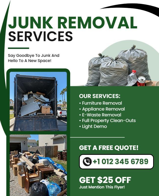 Efficient Junk Removal Services Promotion Flyer Template