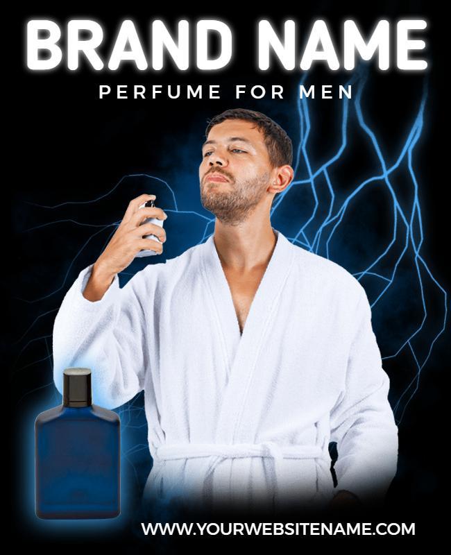 Electric Blue Masculine Perfume Advertisement Poster Template