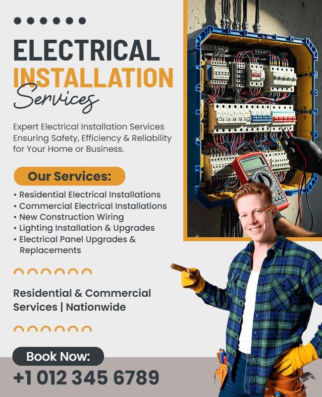 Electrical Installation Services Promotional Flyer Template