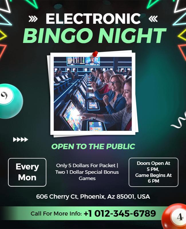 Electronic Bingo Night Event Flyer Template