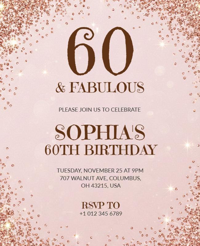 Elegant 60 and Fabulous Birthday Flyer Template