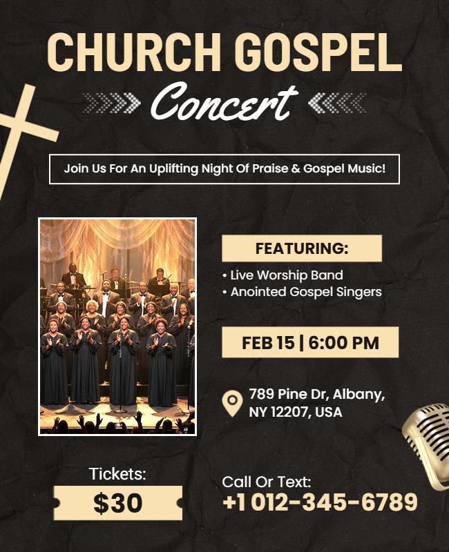 Elegant Beige Gospel Concert Celebration Flyer Template