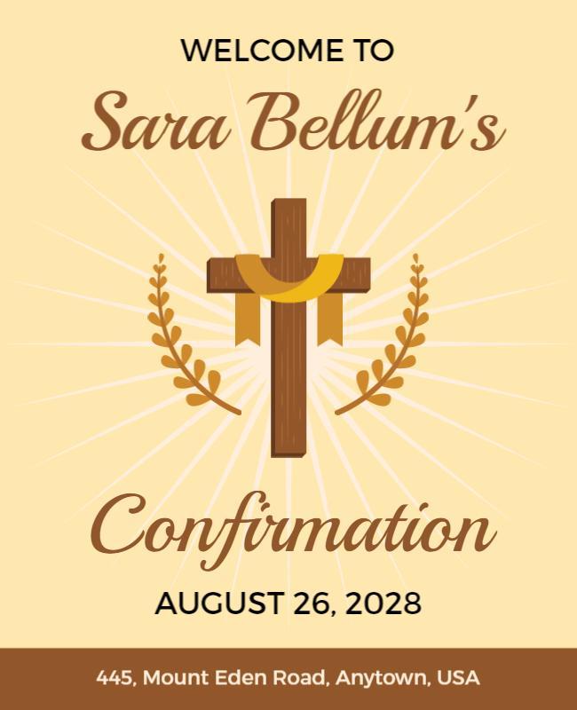 Elegant Beige Religious Confirmation Ceremony Poster Template