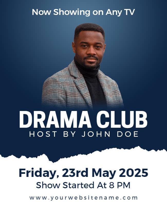 Elegant Blue Drama Club Event Announcement Poster Template