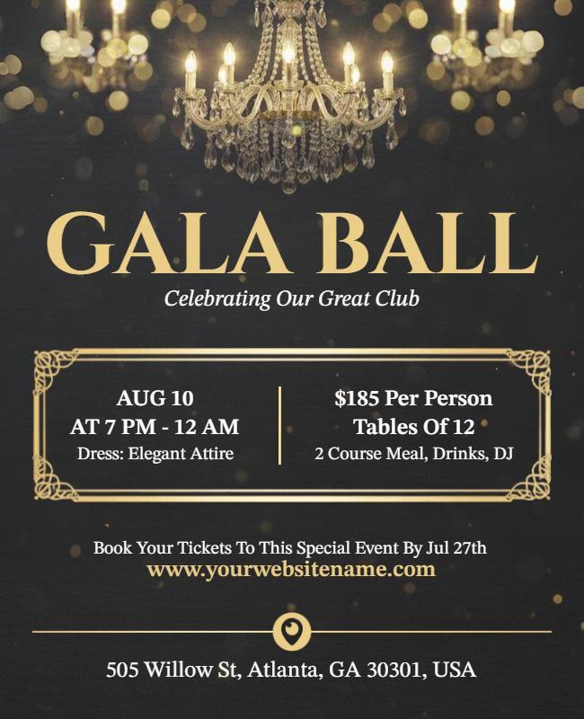 Elegant Club Gala Ball Event Flyer Template